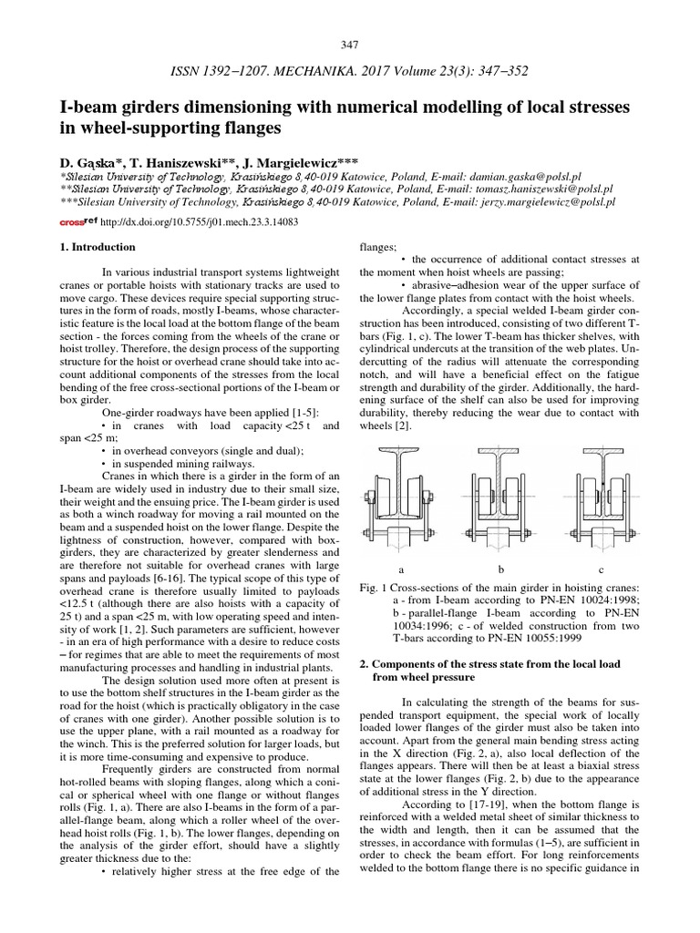 I-Beam Girders Dimensioning With Numerical Modelling of Local Stresses ...
