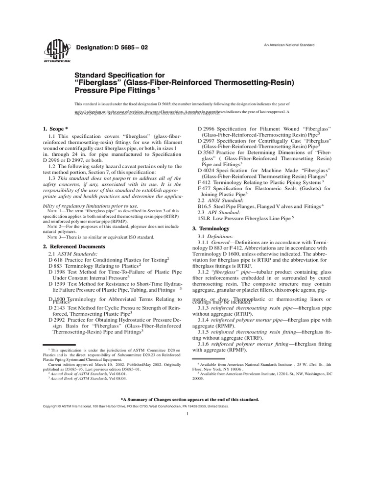 Astm D5685 PDF | PDF | Fiberglass | Differential Scanning Calorimetry