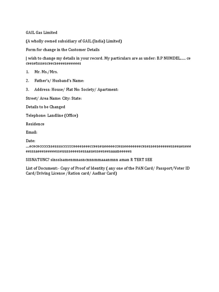 Change-Form GAIL GAS | PDF | Politics | Law