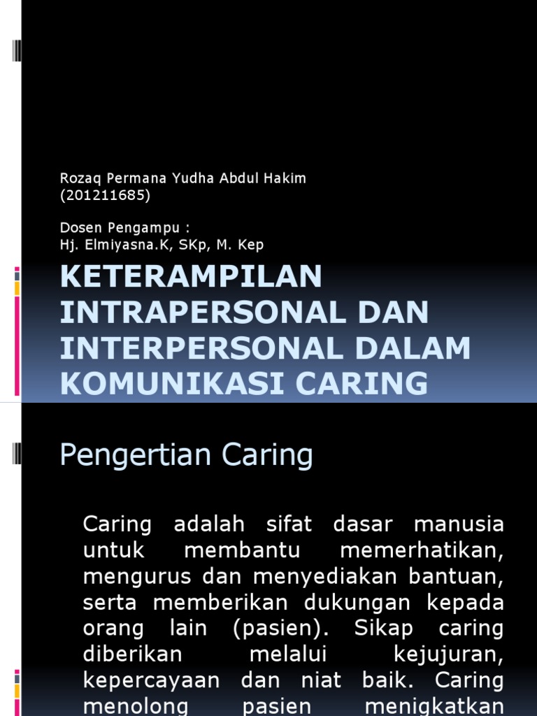 KETERAMPILAN INTRAPERSONAL Dan Interpersonal Dalam Komunikasi Caring | PDF