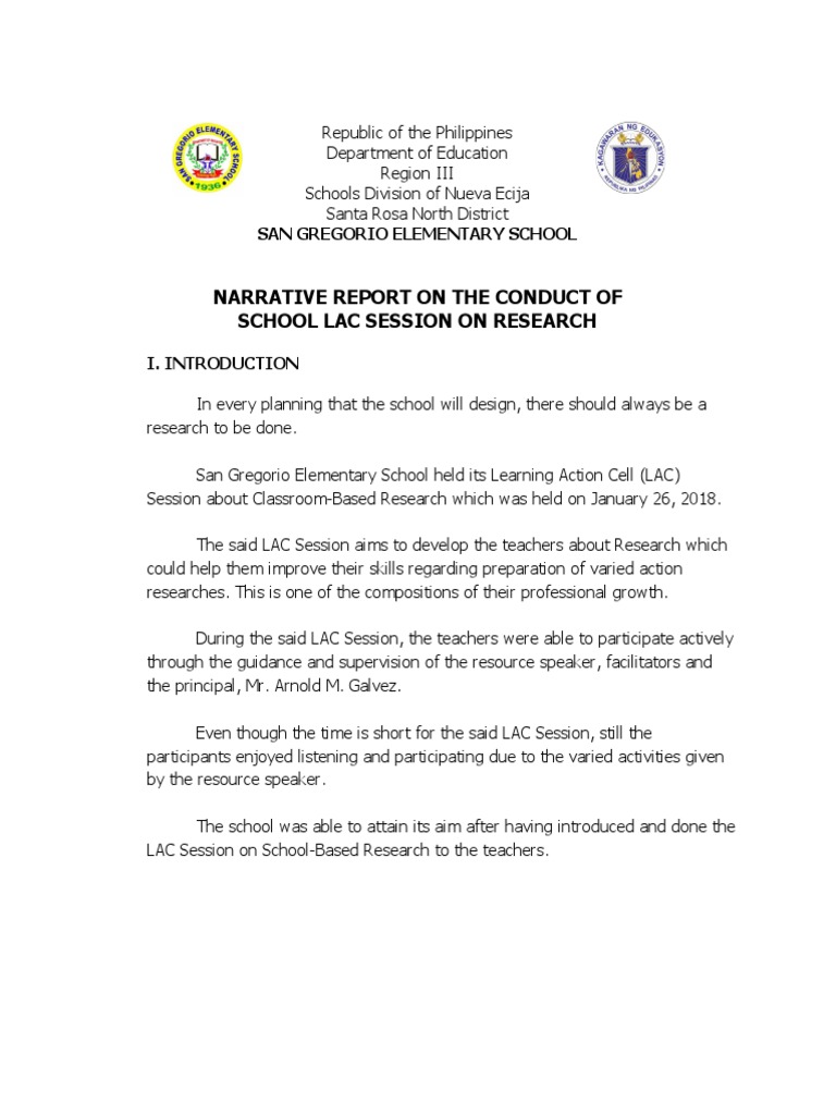 Lac Narrative Report | PDF | Teachers | Learning