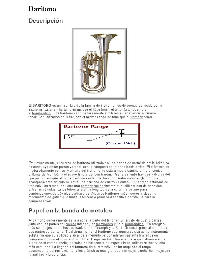 Instrumento Barítono: Características y Uso | PDF | Arte