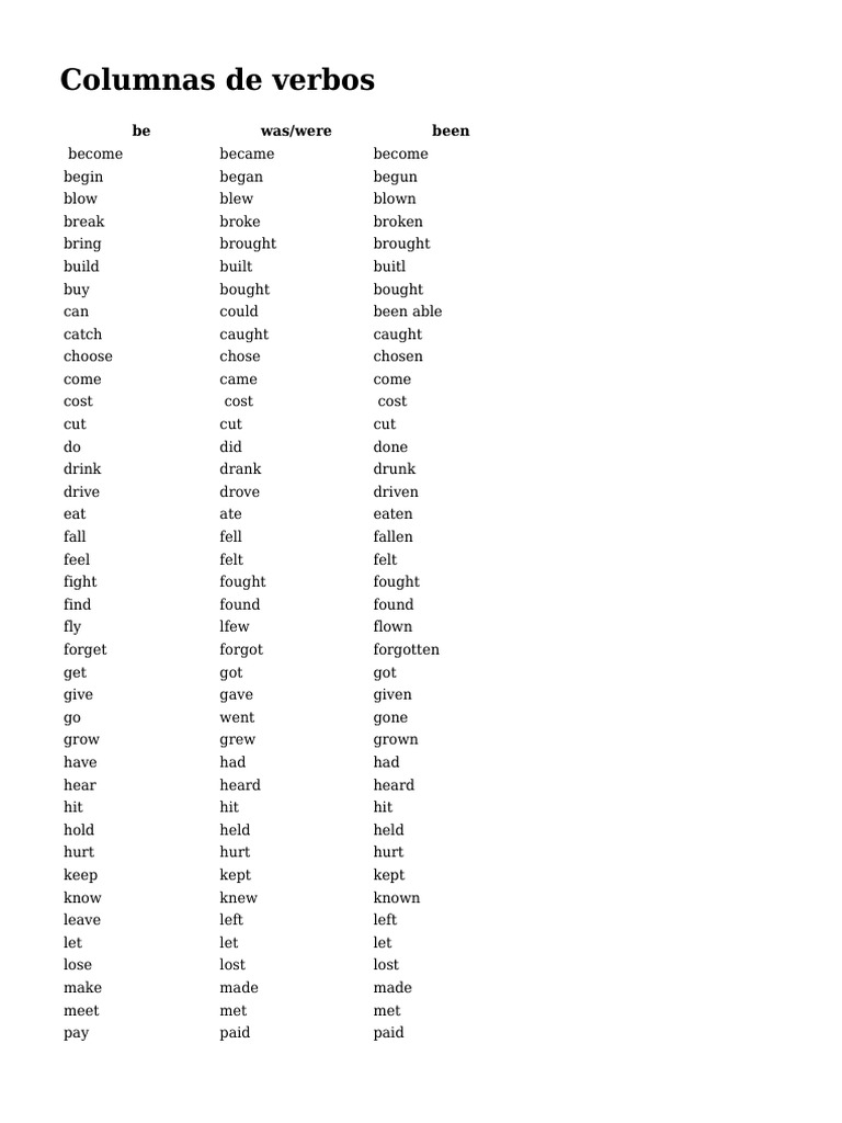 Columnas de Verbos | PDF
