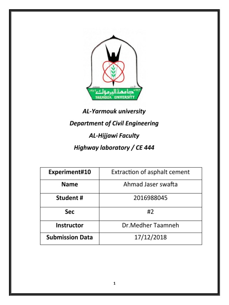 Extraction of Asphalt Cement Content from Highway Mix | PDF | Asphalt ...