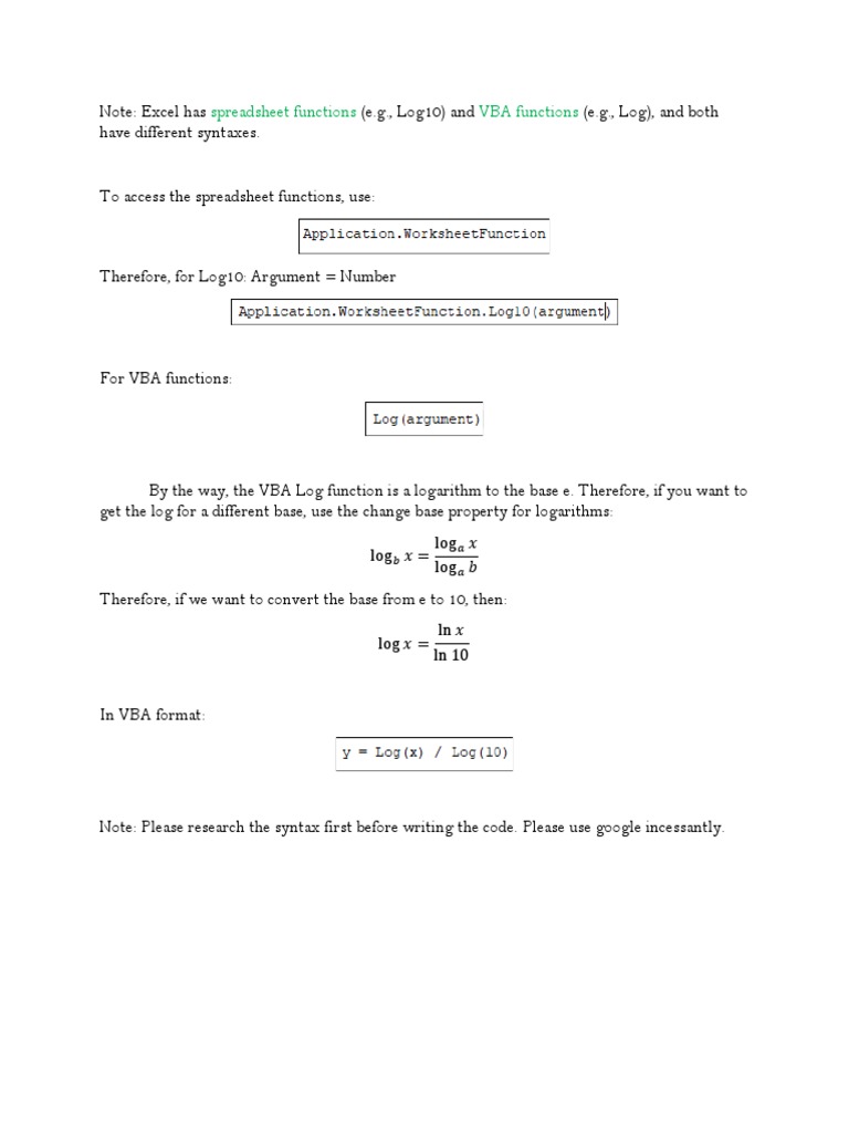Notes On Log Functions | PDF