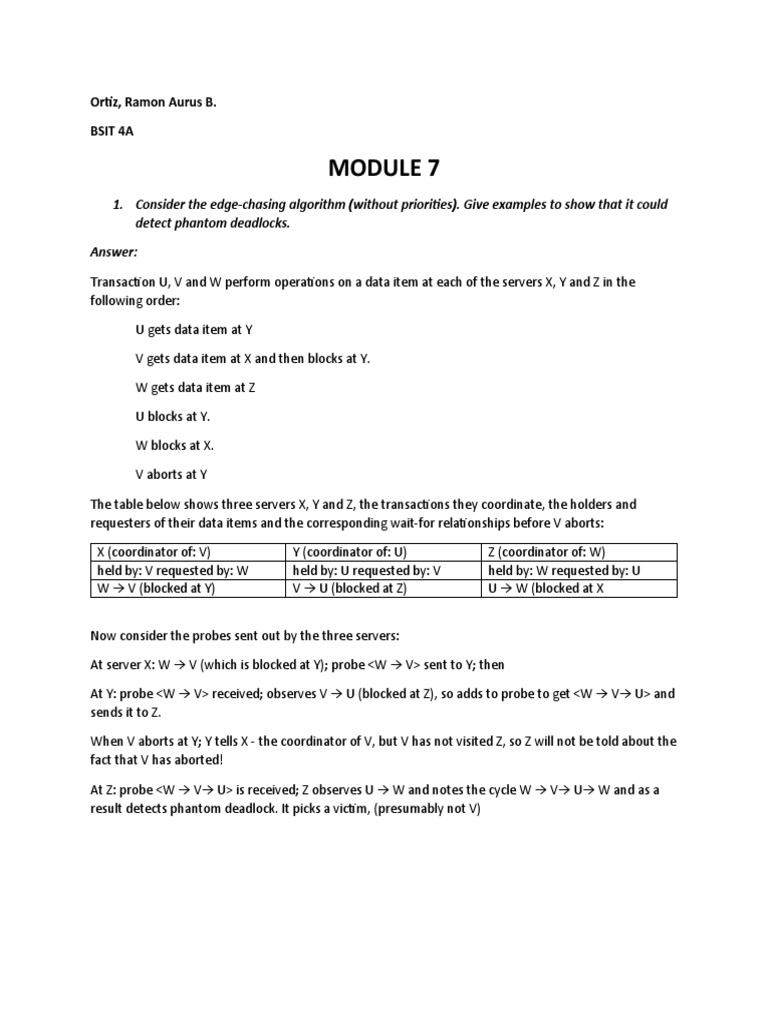 Edge Chasing Algorithm and Deadlocks | PDF | Science & Mathematics