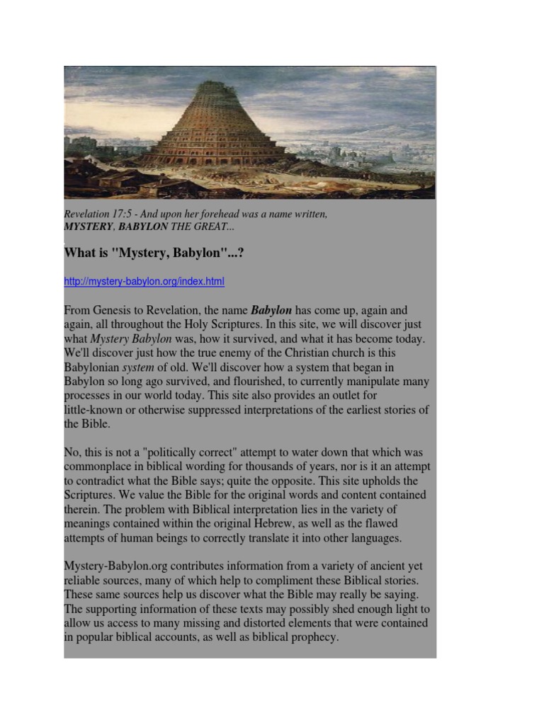 What Is Mystery Babylon Revelation 17 5 And Upon Her