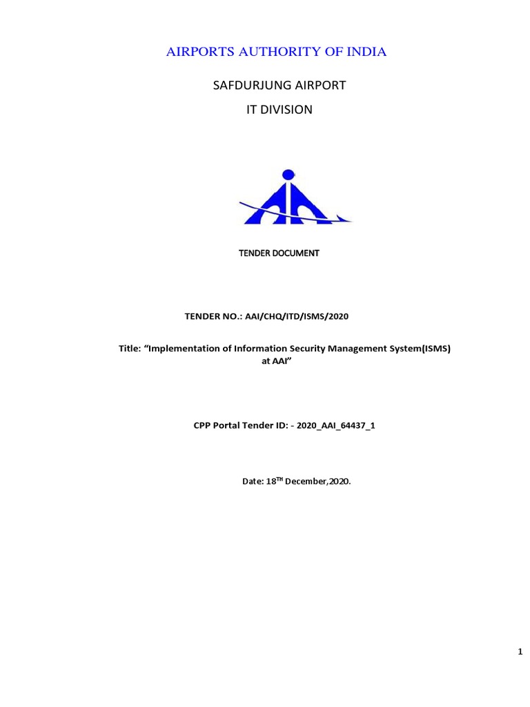 Tender Document Aai PDF | PDF | Specification (Technical Standard) | Value Added Tax