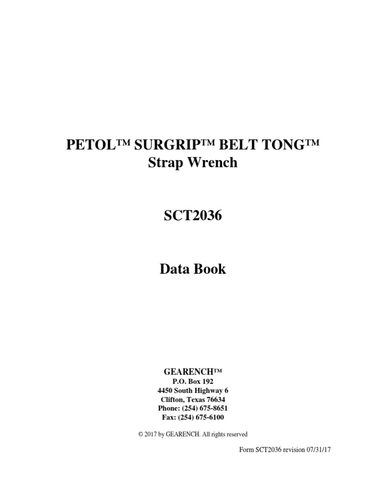 Petol™ Surgrip™ Belt Tong™ Strap Wrench: Gearench™ | PDF | Welding ...