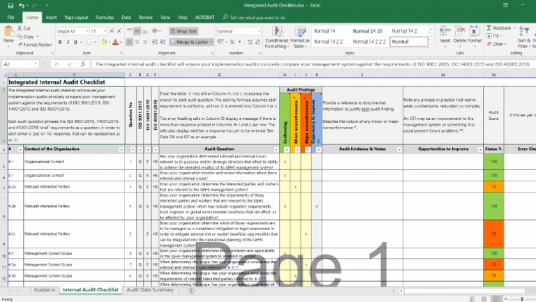 EHQMS Internal Audit Checklist | PDF