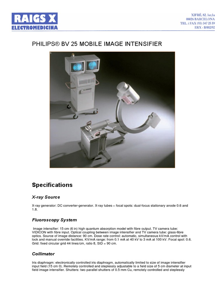 Philips: ® BV 25 Mobile Image Intensifier | PDF | Vacuum Tube | Radiography