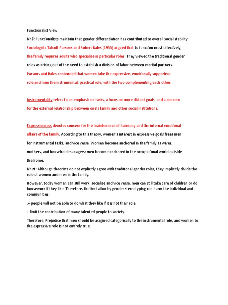 Functionalist View | Download Free PDF | Gender Role | Gender