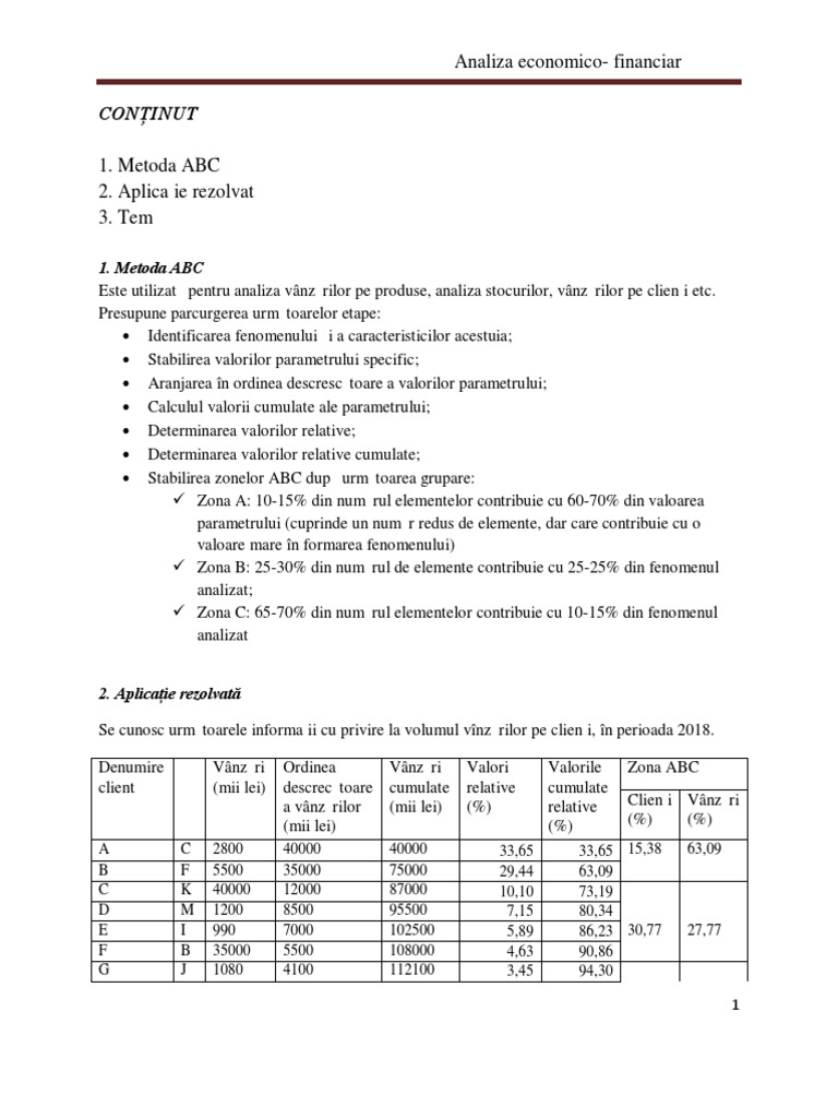 Metoda ABC - Explicatii - TEMA | PDF