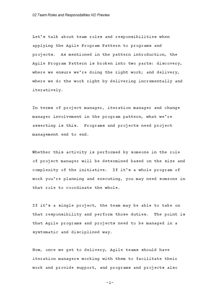 Transcripts Agile Program Fundamentals 02 Team Roles and Responsibilities | PDF | Scrum ...