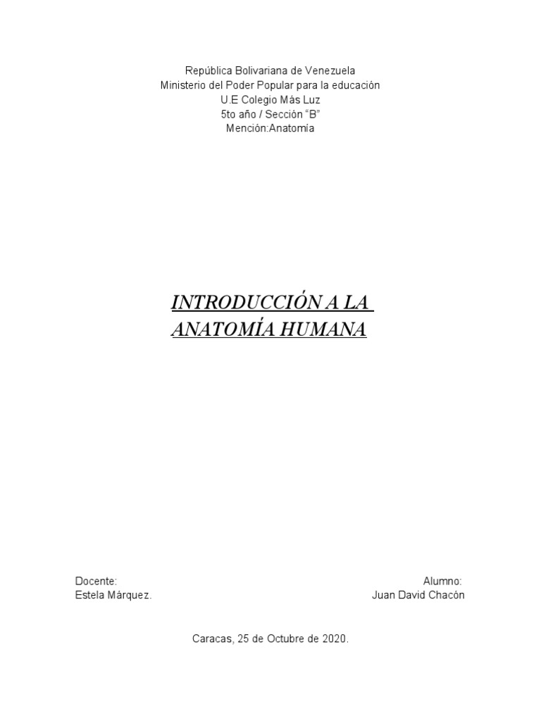 Introducción A La Anatomía Humana Pdf Simetría Anatomía