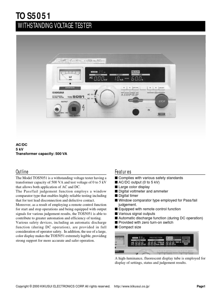 Kikusui TOS5051 Datasheet | PDF | Root Mean Square | Alternating Current