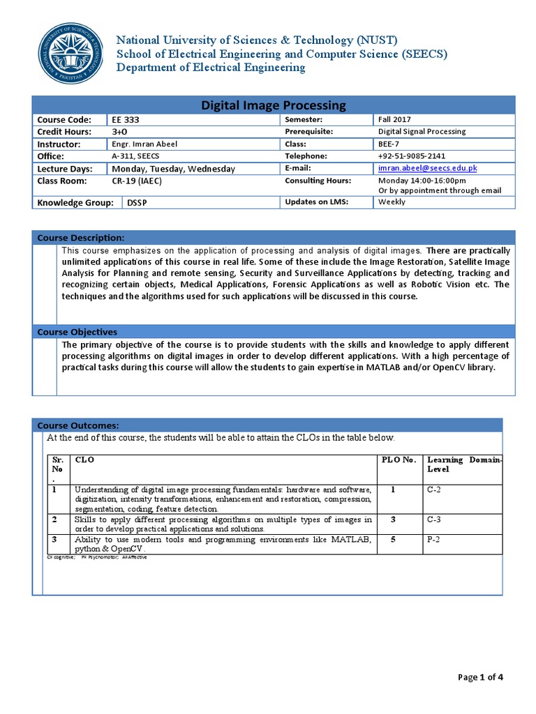 EE 333 Digital Image Processing | PDF | Data Compression | Image Segmentation