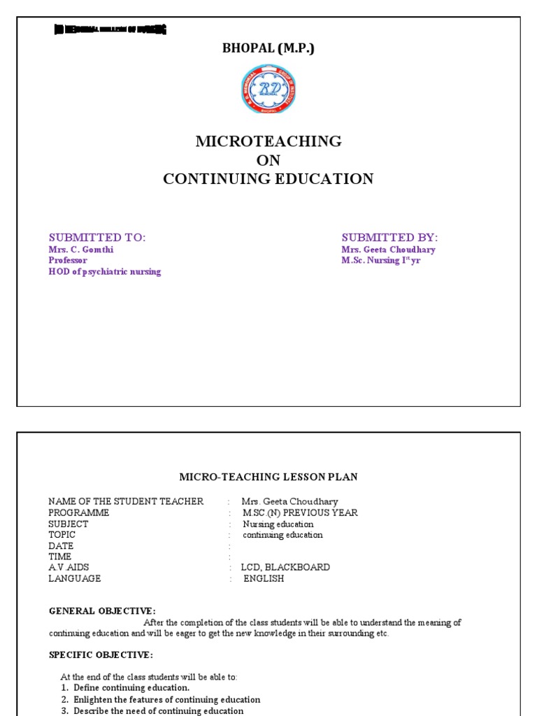1 MICROTEACH ON Continuing Education | PDF | Nursing | Teachers