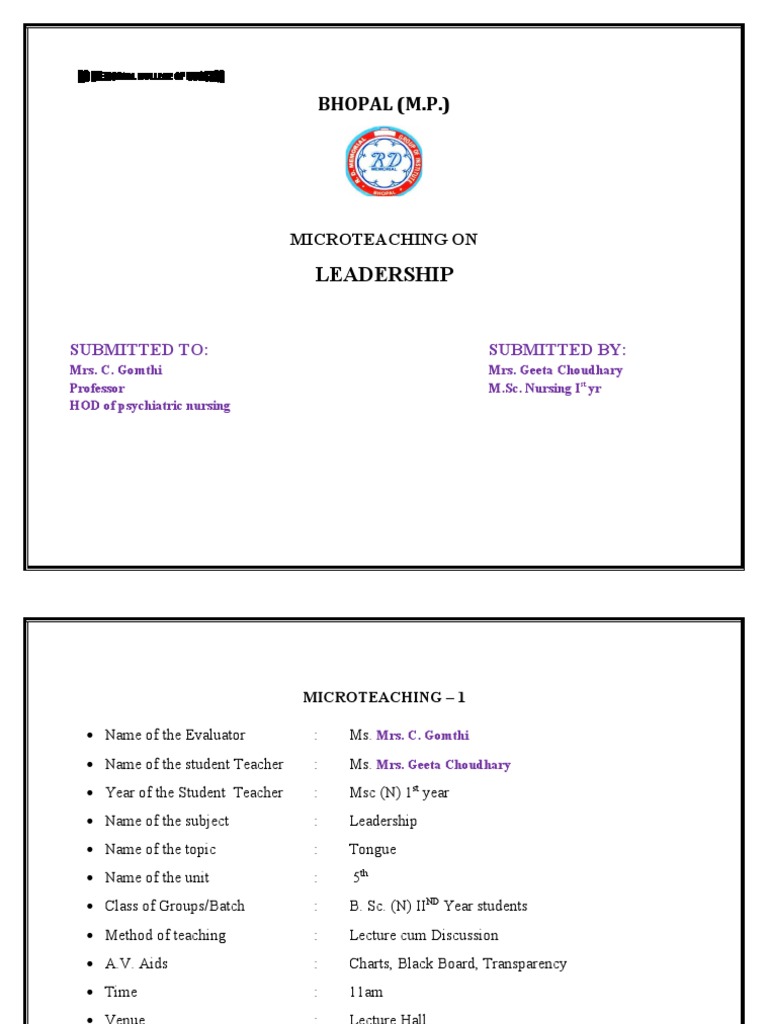 02 Micro Teaching Leadership | PDF | Leadership | Teachers