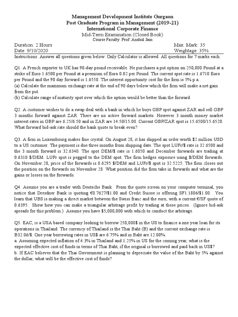 Management Development Institute Gurgaon Post Graduate Program in ...