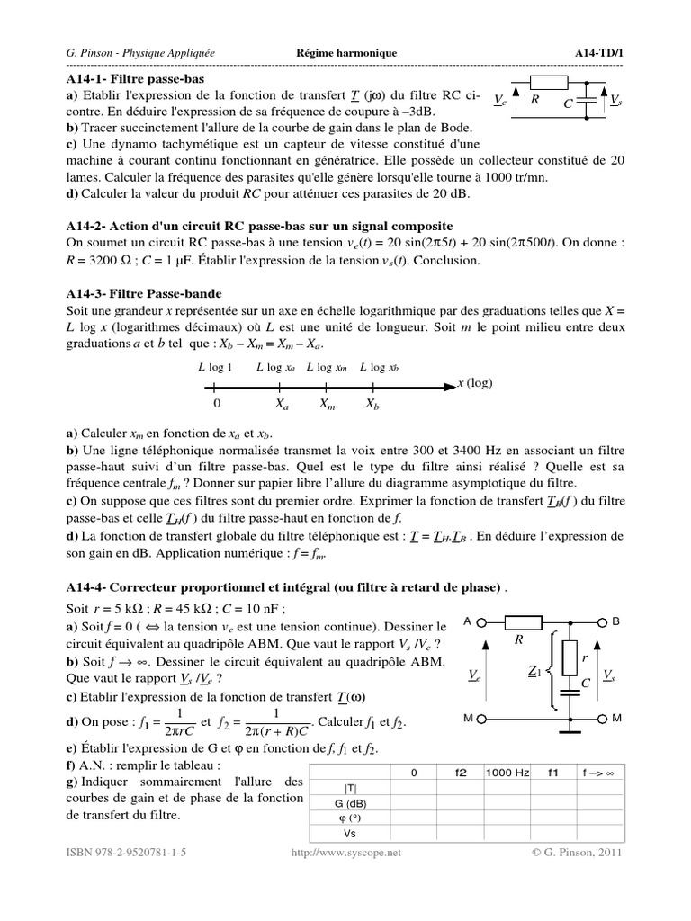 TD-A14 Filtres Acti | PDF | Filtre (électronique) | Filtre (audio)