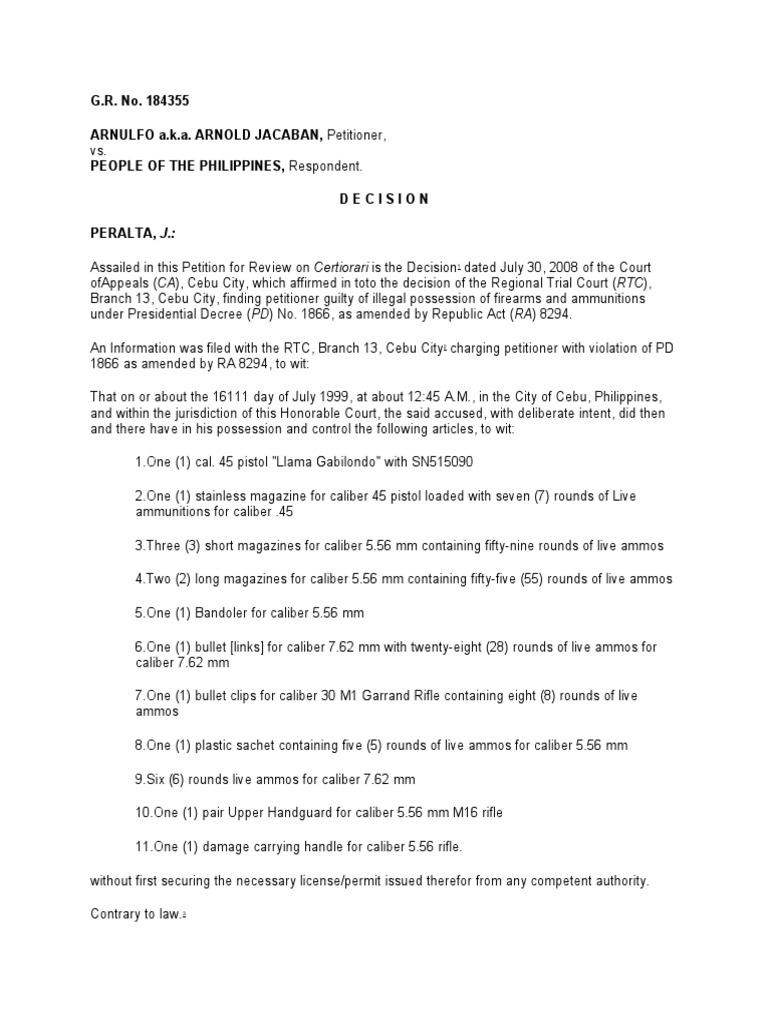 V. Comprehensive Firearms 0 Ammunition Regulation Act (Ra 10591) | PDF ...