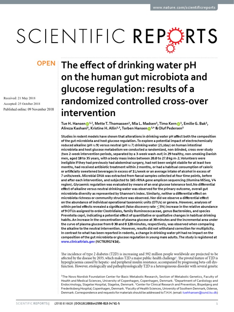 The Effect of Drinking Water PH On The Human Gut Microbiota and Glucose ...