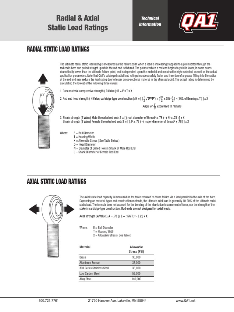Radial-Axial Load Ratings PDF | PDF | Strength Of Materials ...