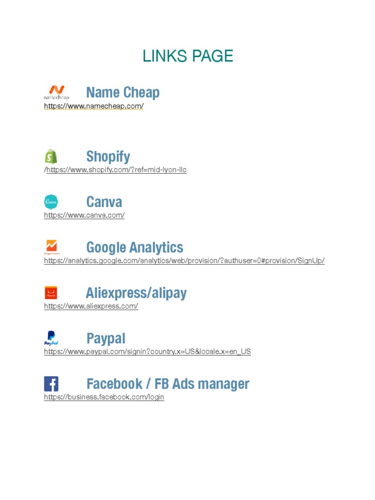 A Comprehensive List of Useful Links for E-Commerce Tools, Platforms ...