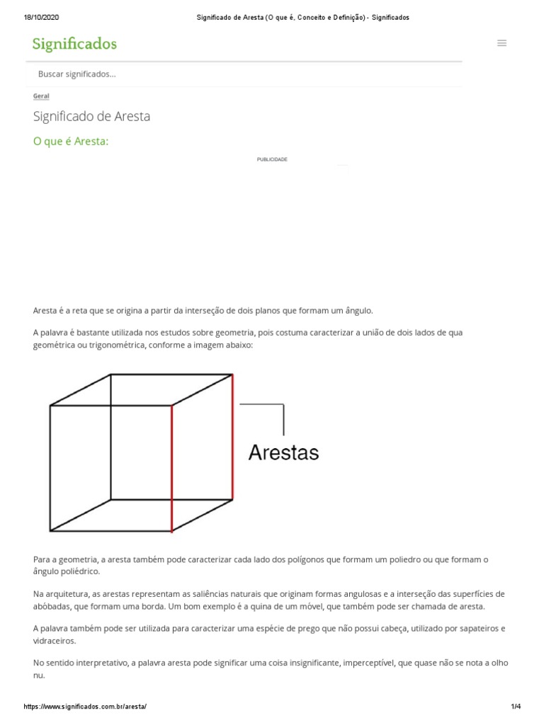 Significado de Aresta (O Que É, Conceito e Definição) - Significados ...