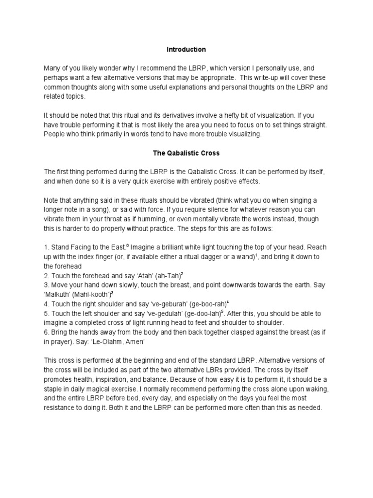 A Short Writeup in Regards To The LBRP | PDF | Tetragrammaton | Rituals