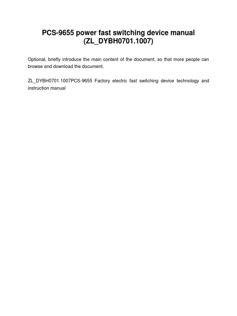 NR PCS-9655 (Fast Changeover Device) - Manual | PDF | Power Supply | Switch