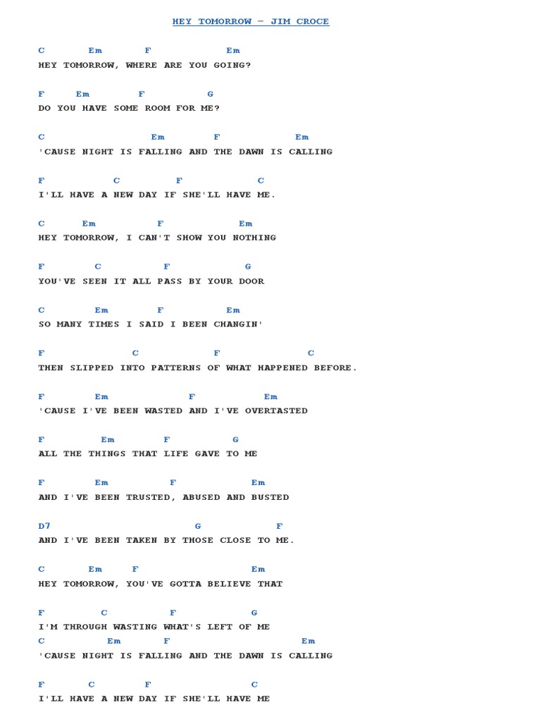 Hey Tomorrow - Jim Croce | PDF
