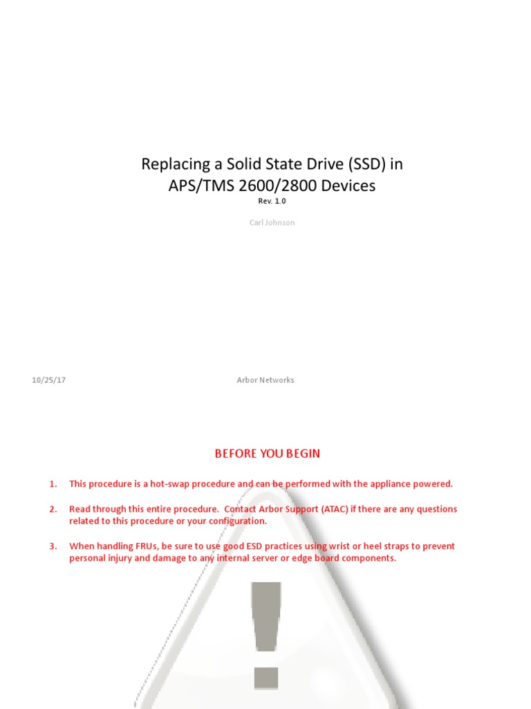 Replacing A Solid State Drive (SSD) in APS/TMS 2600/2800 Devices | PDF ...