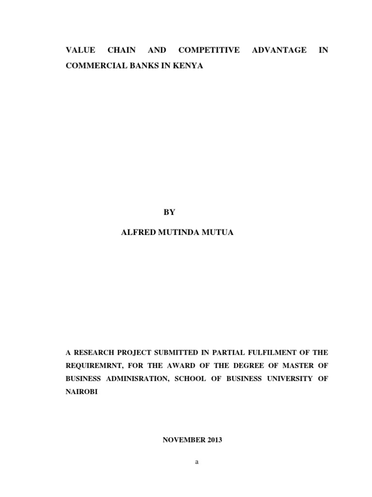 Mutinda - Value Chain and Competitive Advantage in Commercial Banks in ...