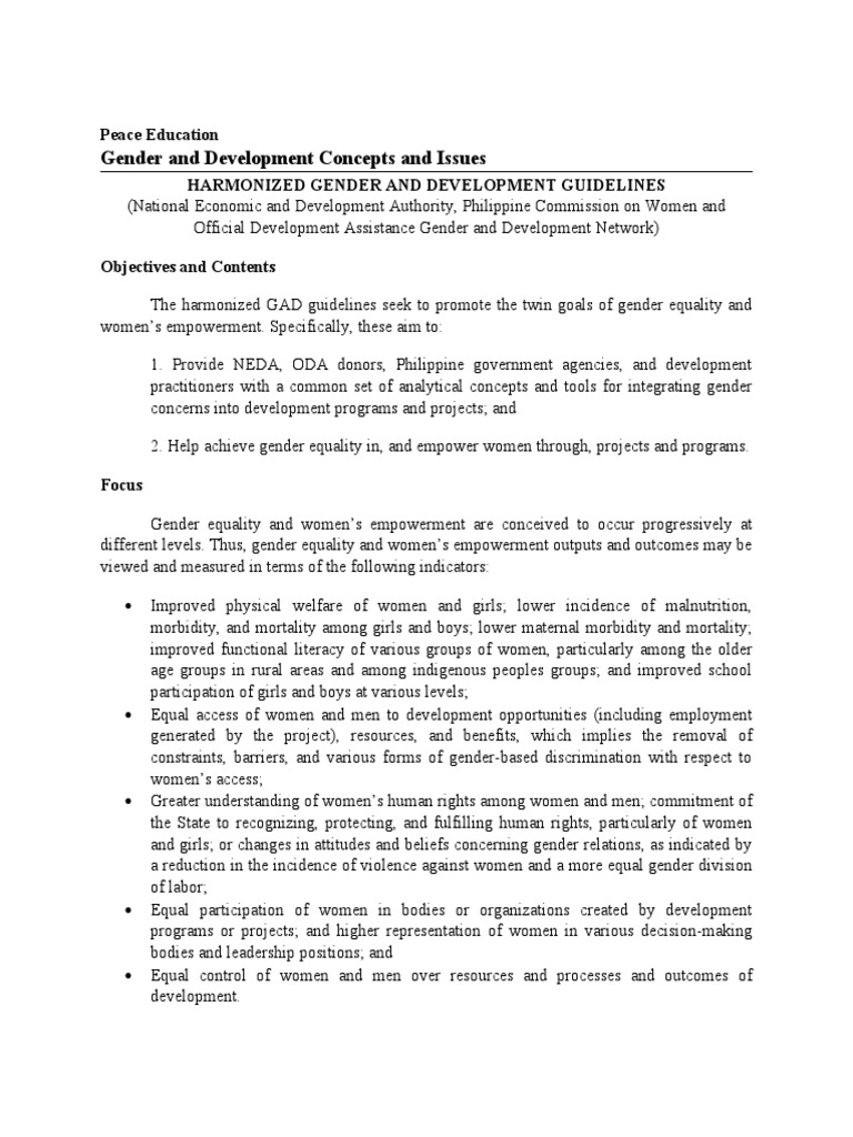 Gender and Development Concepts and Issues | PDF | Gender And ...