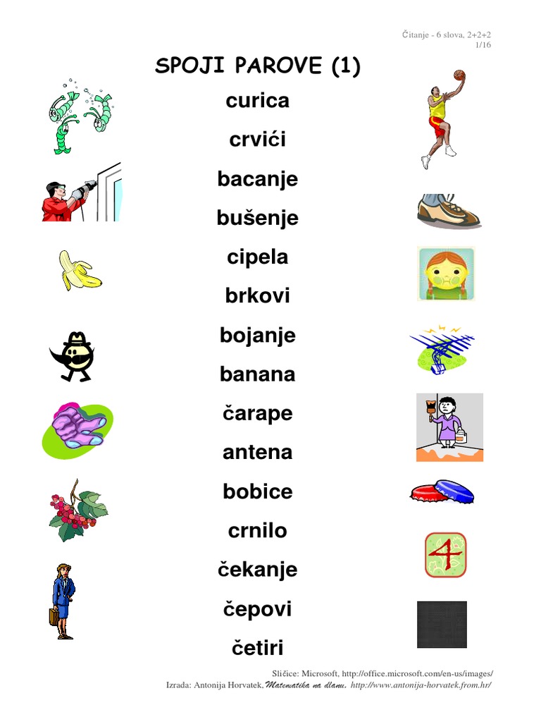Citanje Rijeci Od 6 Slova 2+2+2 Bez Boje | PDF