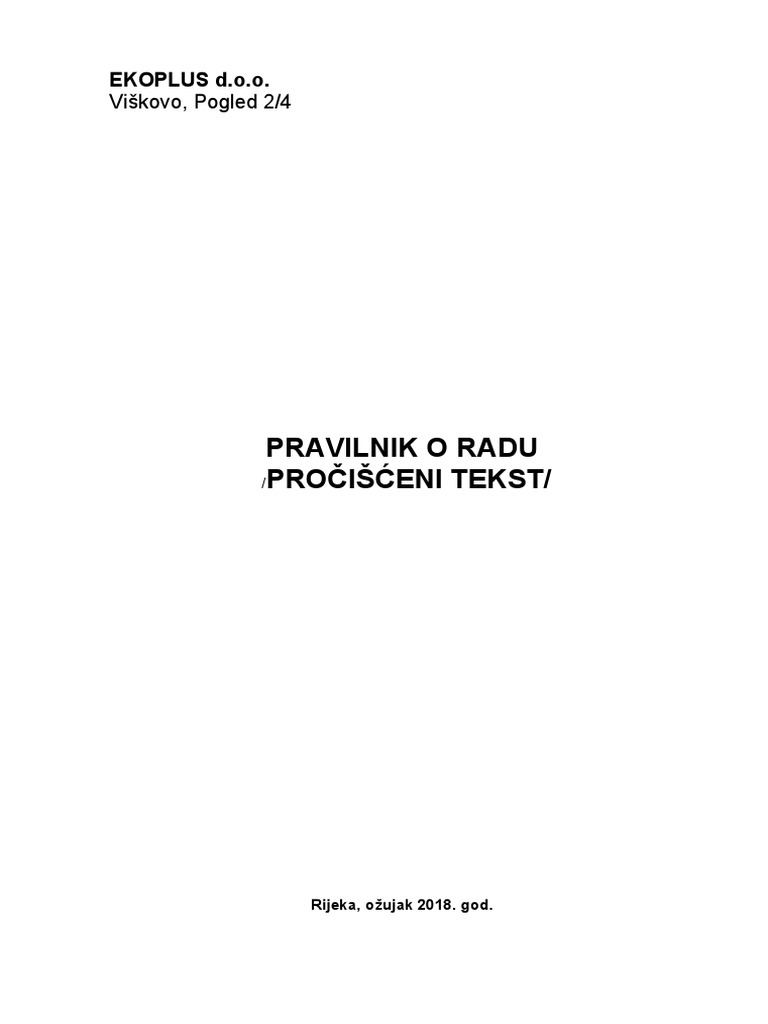 Pravilnik o Radu | PDF