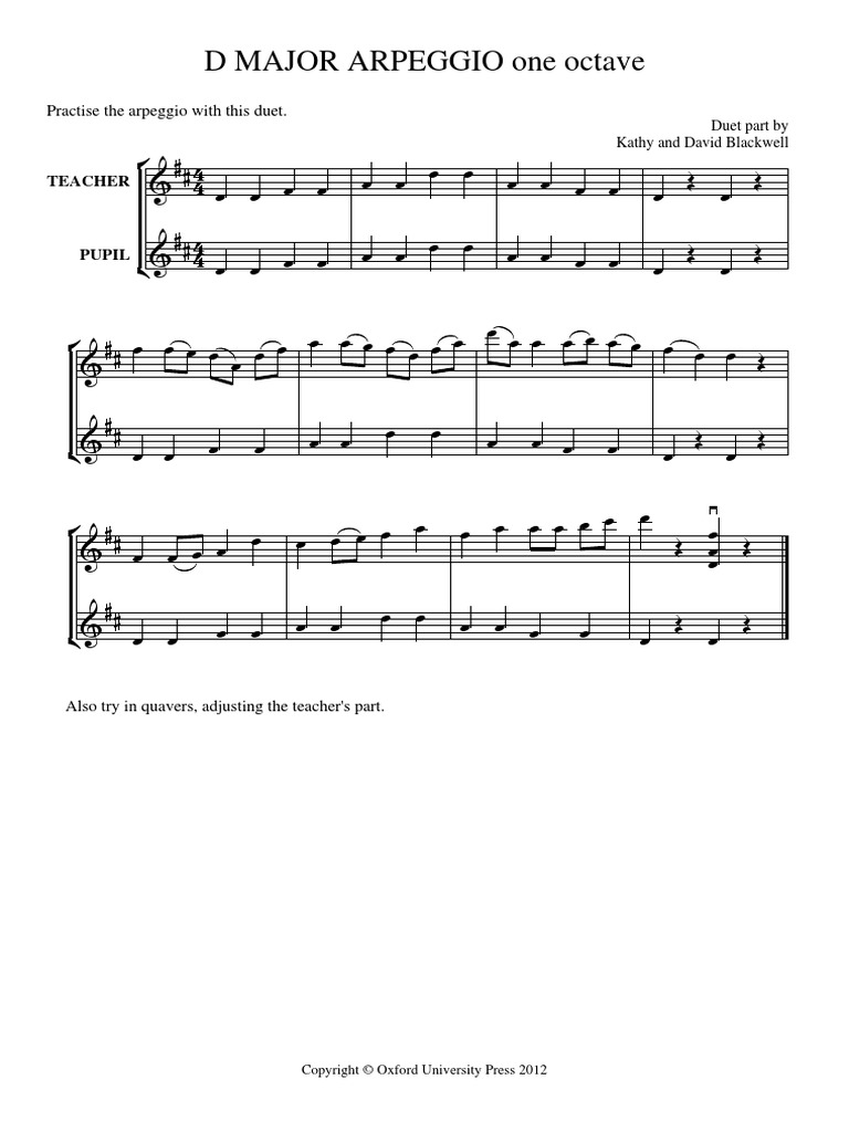 Violin Scales1 D Major Arpeggio One Octave Duet PDF | PDF