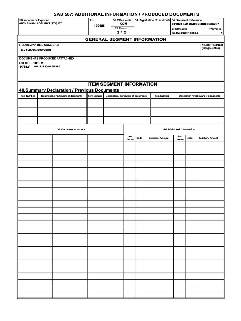 Sad 507: Additional Information / Produced Documents: 102155 KOM ...