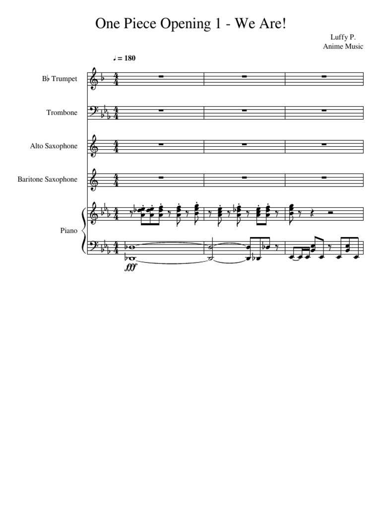 One Piece - We Are Sheet-Music Luffy.p. | PDF | Music Of The African ...
