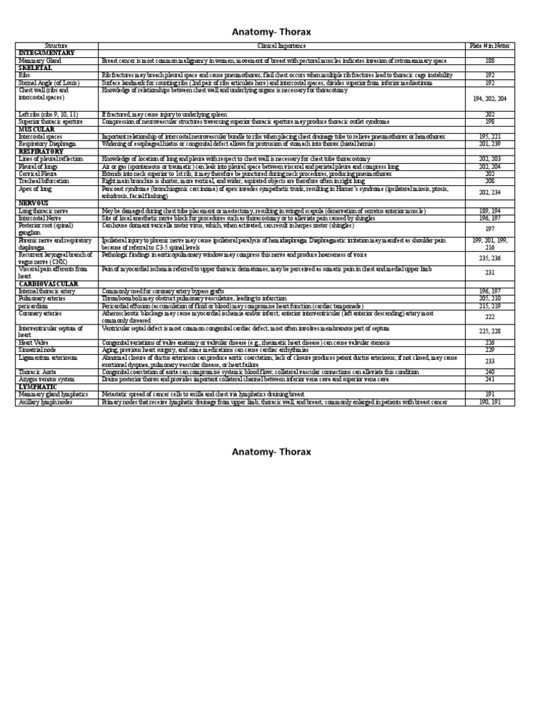 Thorax - BRS Gross Anatomy NOTES | PDF | Coronary Circulation | Thorax