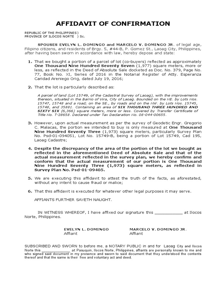 Affidavit of Confirmation | PDF | Affidavit | Evidence