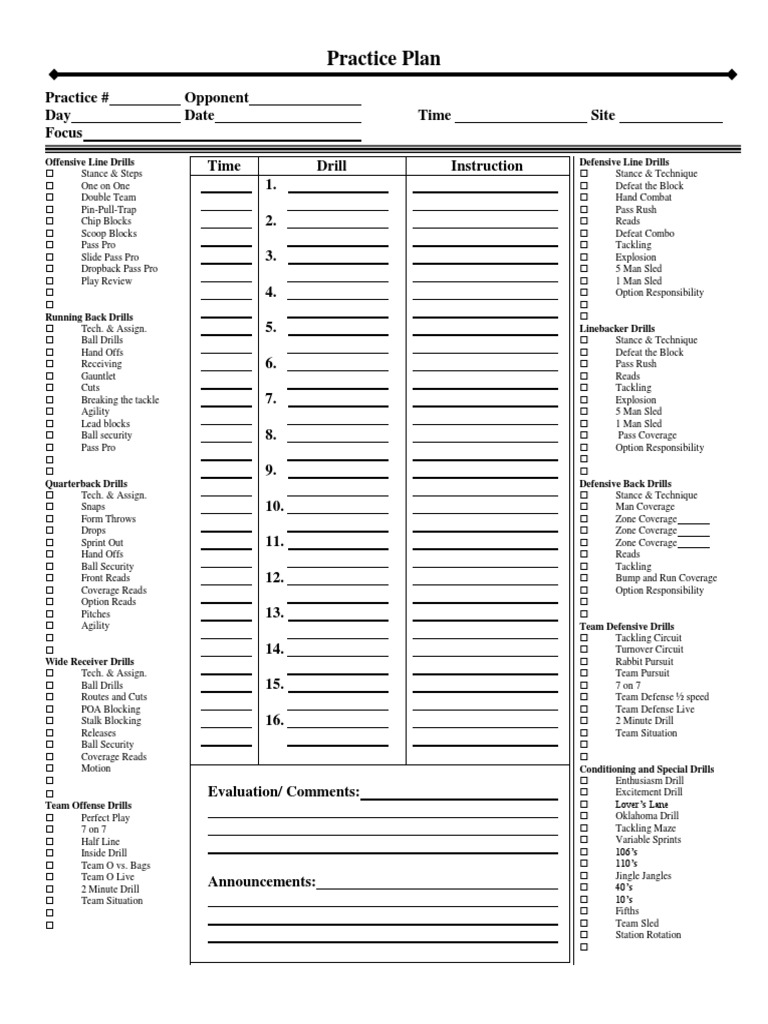 Football Practice Plan | PDF | American Football | Football Codes