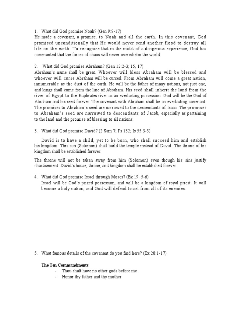 God's Promises to Noah, Abraham, David and Israel | PDF | Covenant ...