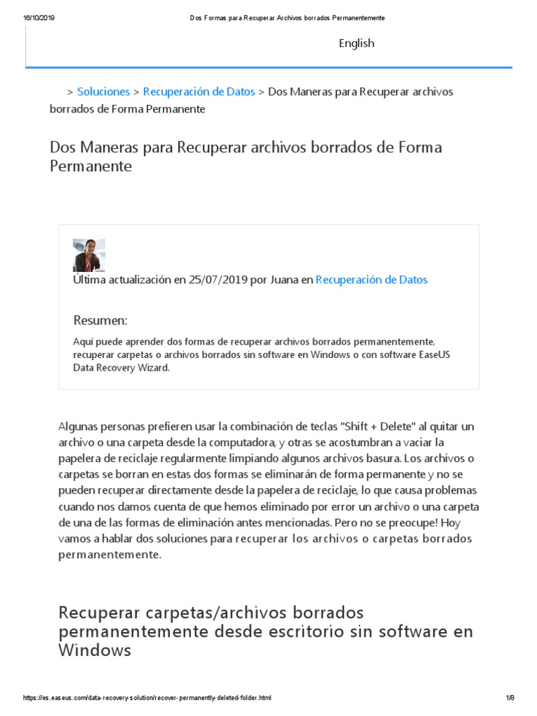 Dos Formas para Recuperar Archivos Borrados Permanentemente PDF | PDF | Memoria USB | Archivo de ...