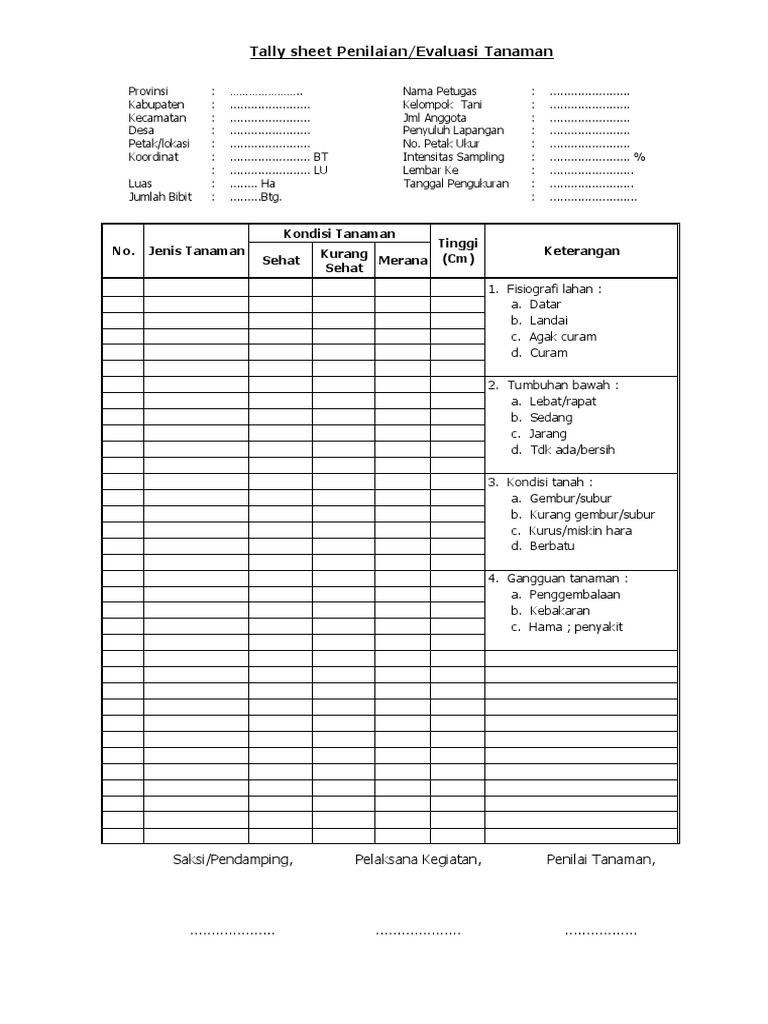 Tally Sheet Penilaian 1 Pdf