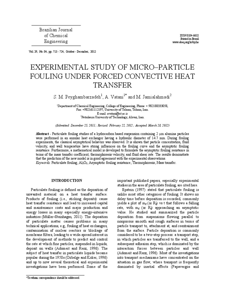 Experimental Study of Micro-Particle Fouling Under PDF | PDF ...