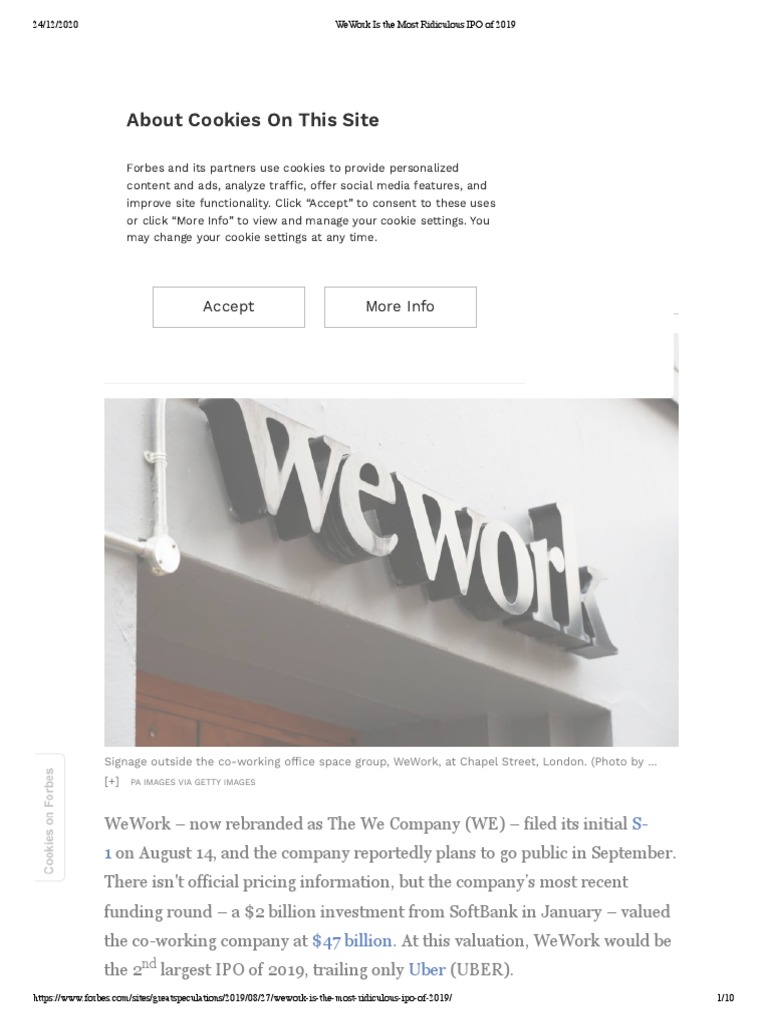 WeWork Is The Most Ridiculous IPO of 2019 | PDF | Valuation (Finance ...