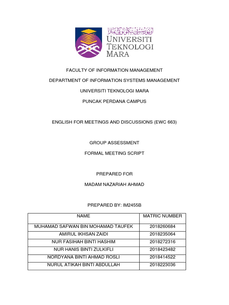 Formal Meeting Script PDF | PDF | Business